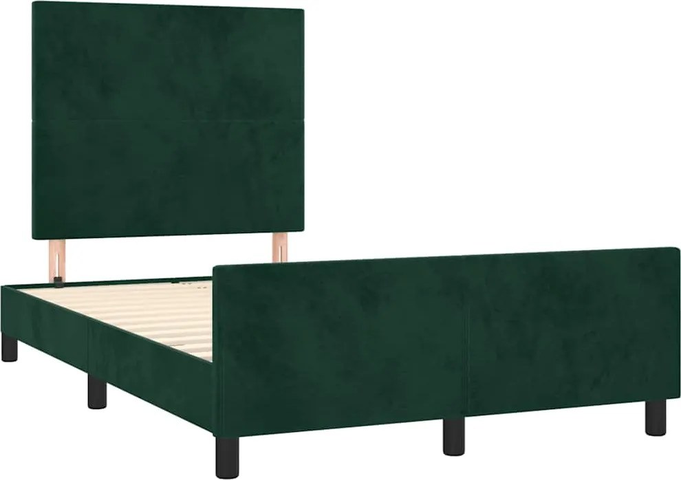 Rám postele bez matrace tmavě zelená 120 x 200 cm samet 3125626