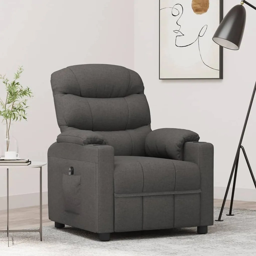 Elektrické polohovací křeslo tmavě šedé textil 3143492