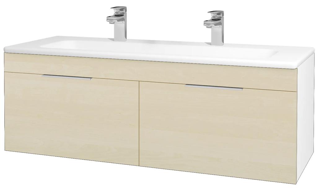 Dřevojas Koupelnová skříň ASTON SZZ2 120 Varianta: N01 Bílá lesk / Úchytka T01 / D04 Dub
