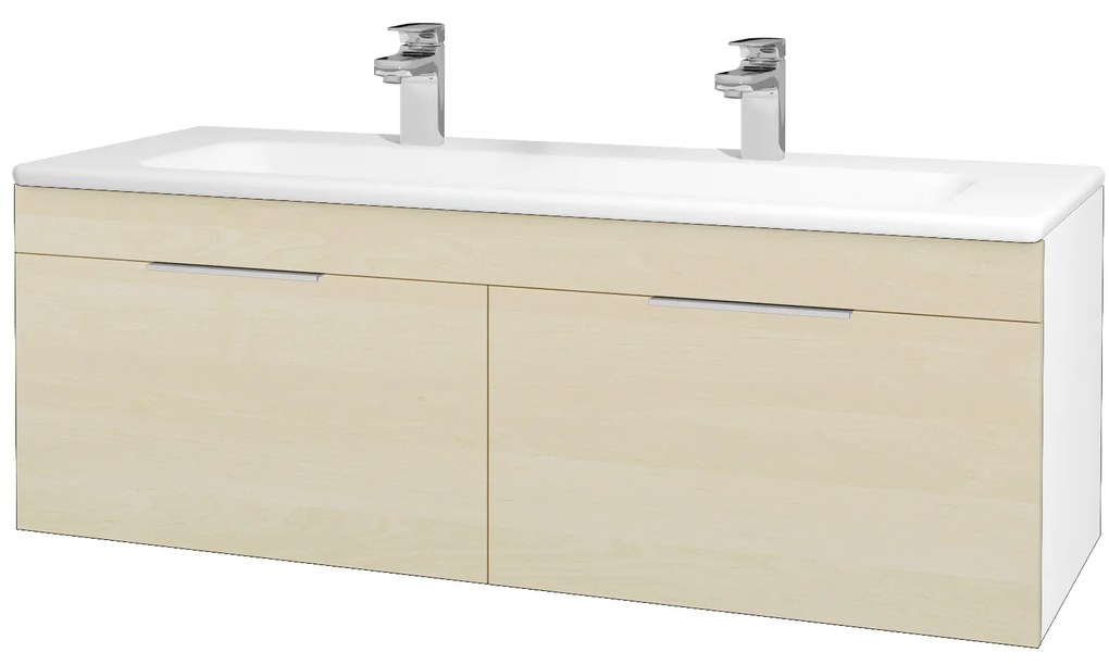Dřevojas Koupelnová skříň ASTON SZZ2 120 Varianta: N01 Bílá lesk / Úchytka T04 / D02 Bříza