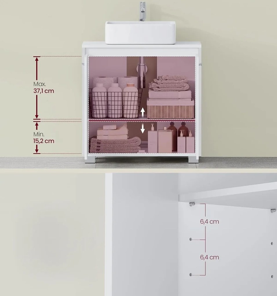 Skříňka pod umyvadlo Vasagle Bruser 60 cm bílá