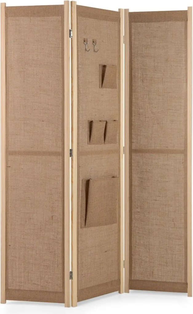 Costway Zástěna se 2 háčky a 4 úložnými taškami Dělicí přepážka – 170 × 121 cm