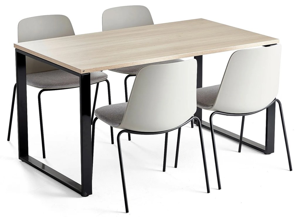 AJ Produkty Jídelní set Modulus + Langford, 1 stůl a 4 šedé židle