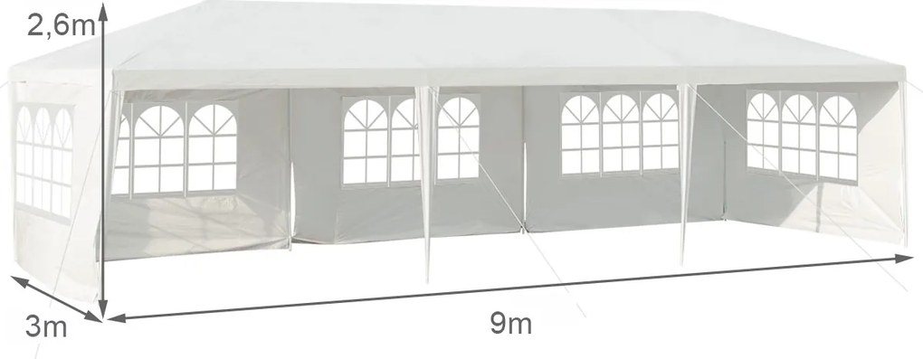 Costway Altánový stan zahradní altán s 5 odnímatelnými bočními stěnami – 3 × 9 m