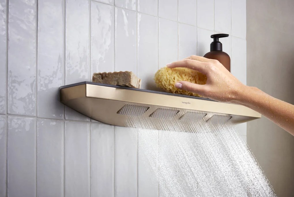 Hansgrohe Rainfinity, šíjová sprcha 500 1jet s poličkou, kartáčovaný bronz, HAN-26243140