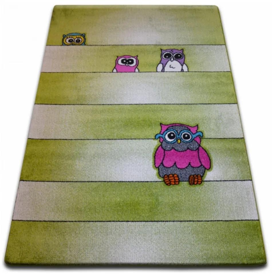 Dětský kusový koberec Sovy zelený, Velikosti 120x170cm