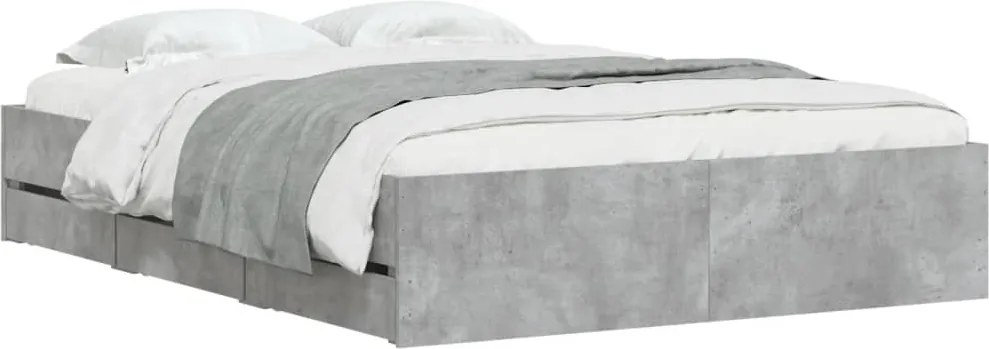 Rám postele se zásuvkami betonově šedý 135 x 190 cm kompozit 3207311