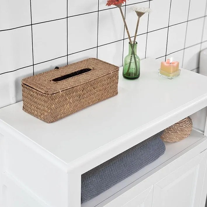 Sobuy FRG204-W Koupelnová komoda Koupelnová skříňka Příborník předsíňka Koupelnový nábytek Bílá 69x80x33cm
