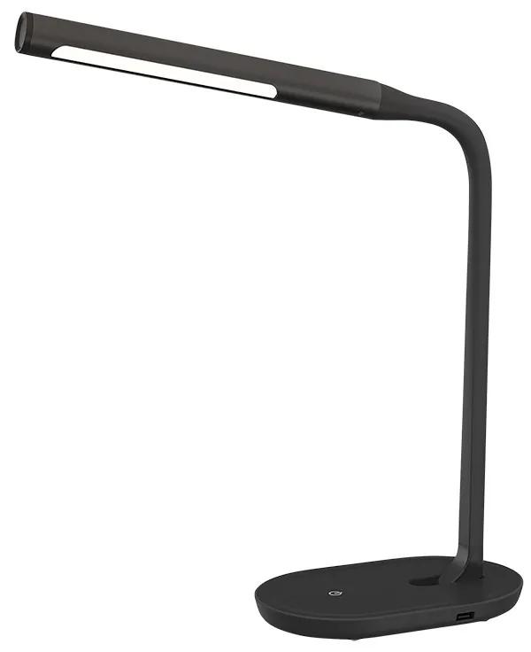 SOLIGHT LED stolní lampička stmívatelná 8W/4500K/400Lm černá, USB port