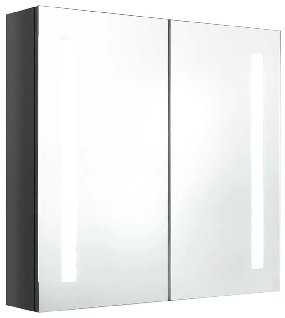 vidaXL LED koupelnová skříňka se zrcadlem zářivě šedá 62 x 14 x 60 cm