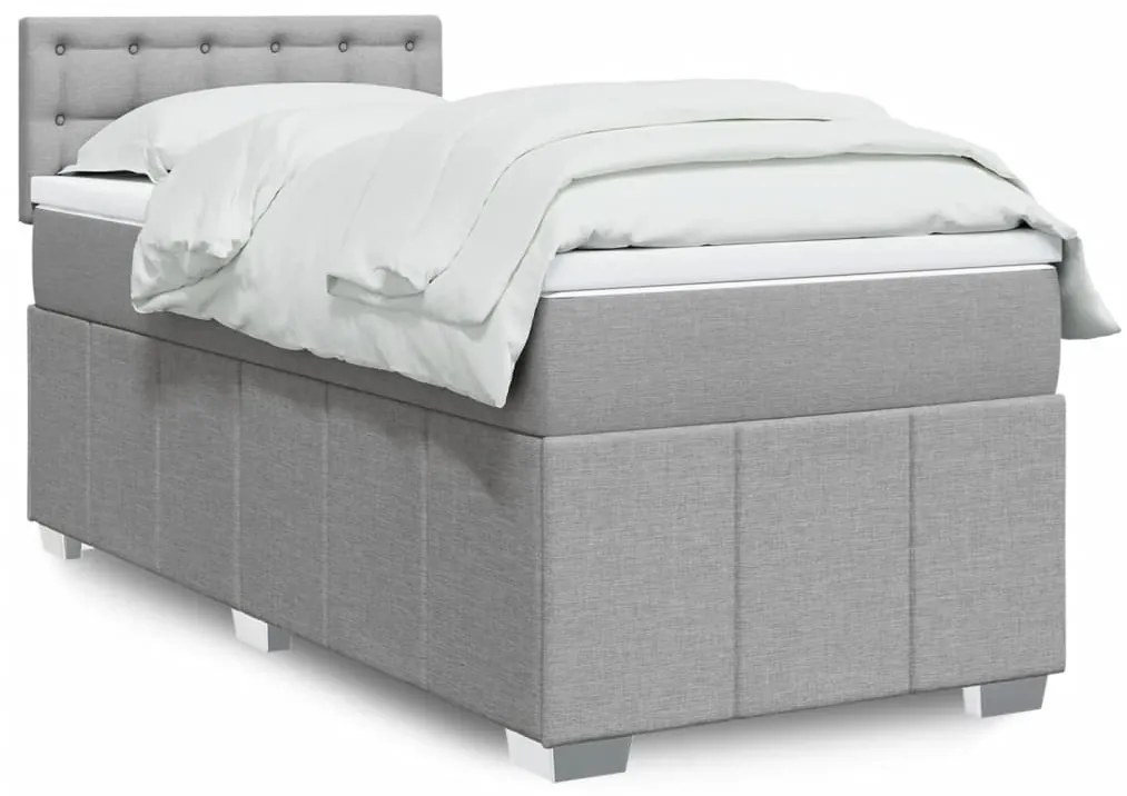 Box spring postel s matrací světle šedý 100 x 200 cm textil 3286993