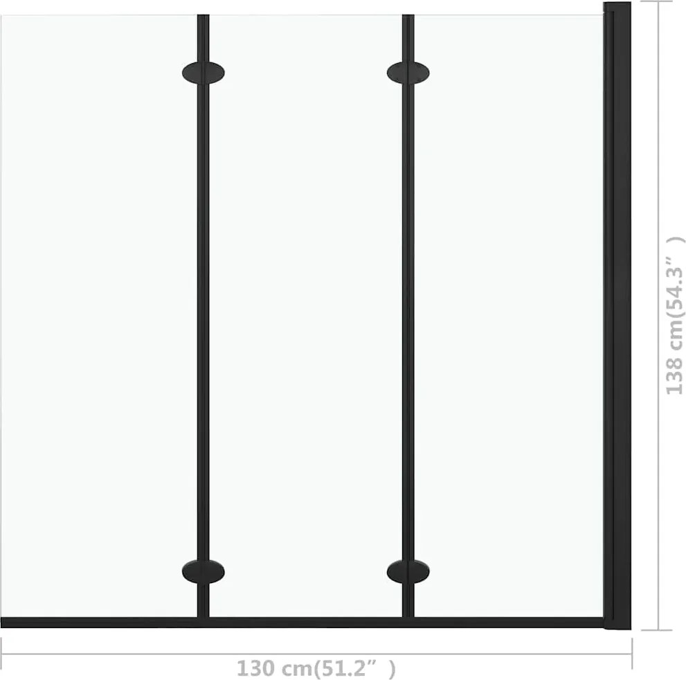 Skládací sprchový kout se 3 panely ESG 130 x 138 cm černý 147191
