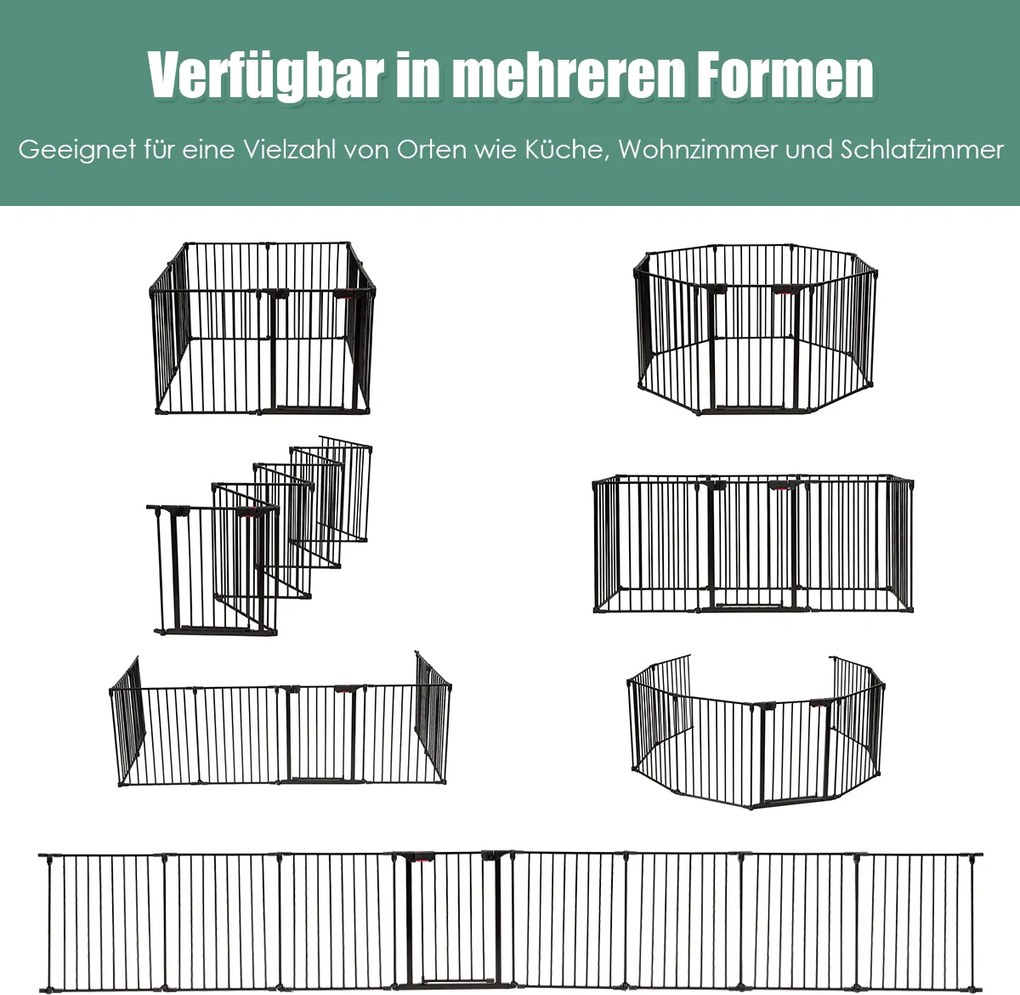 Costway 8 prvková ohrádka pro psa bariéra – 500 × 75 cm, černý