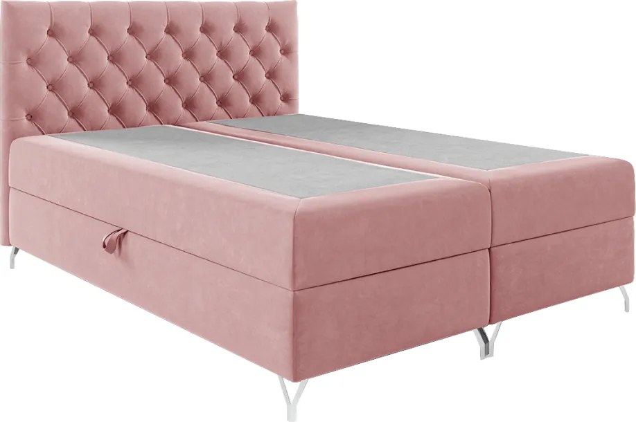 Boxspringová postel, 160x200, růžová látka Velvet, GULIETTE + dárek