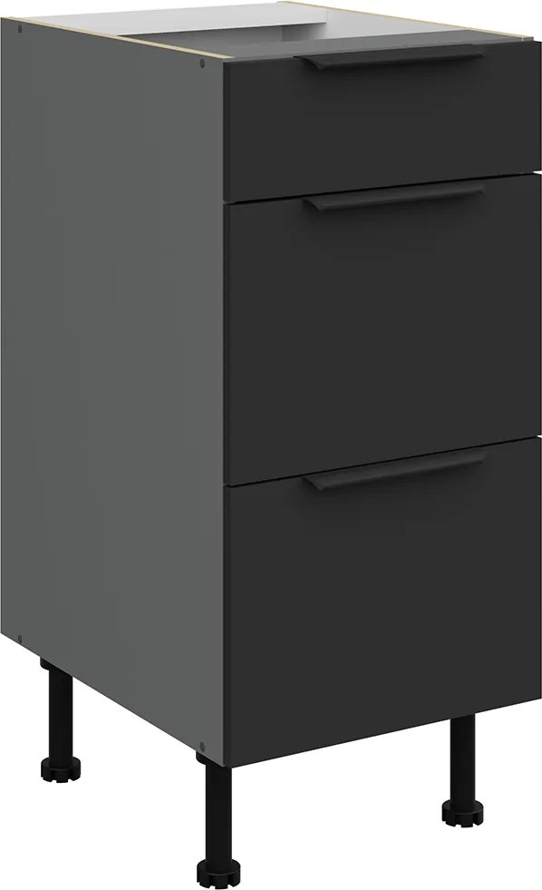 ARIA ab | dolní skříňka 40 D 3S zásuvková | 40 cm | PREMIUM BOX | antracit/černá