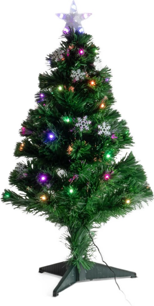 Umělý vánoční stromeček s osvětlením a hvězdou, 90 cm