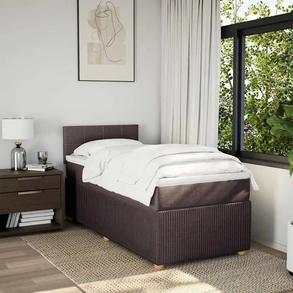 Box spring postel s matrací tmavě hnědá 80x200 cm textil 3289586