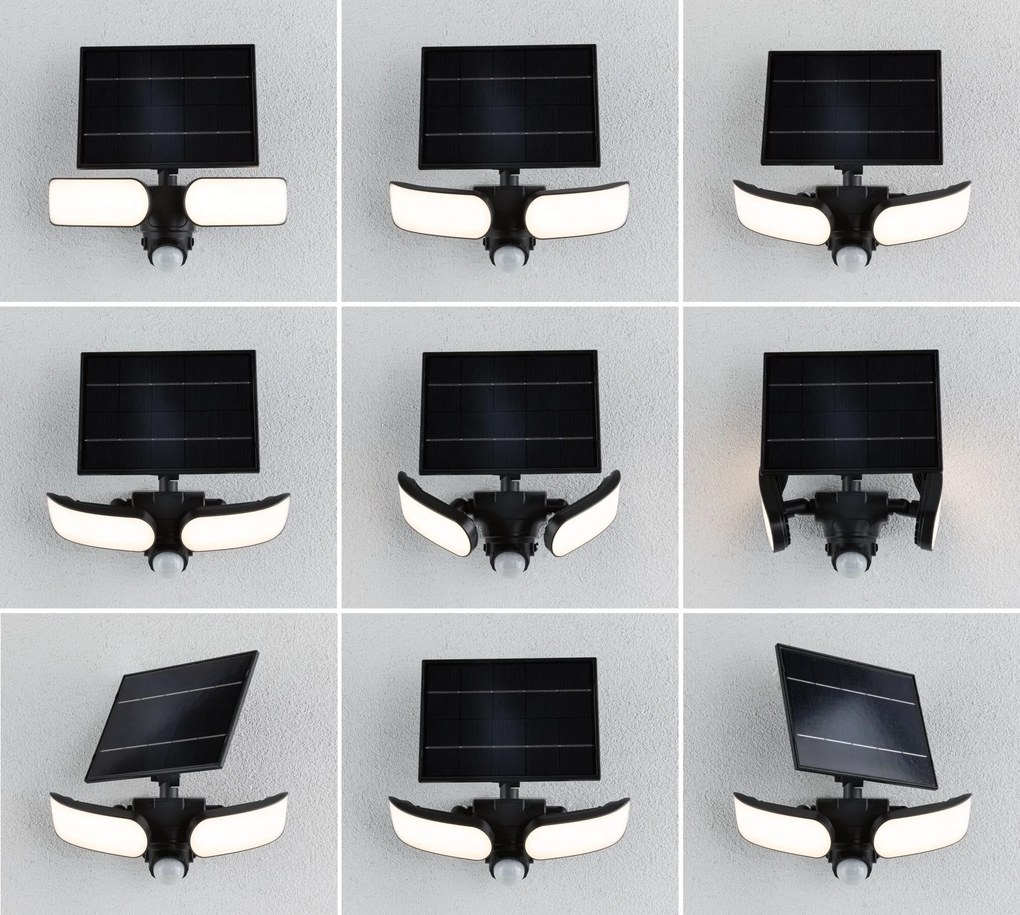 P 94610 Solární LED osvětlení zdí Sonlig pohybové čidlo (IR) IP65 hranaté 286x137mm 3000K 2x9W antracit umělá hmota - PAULMANN