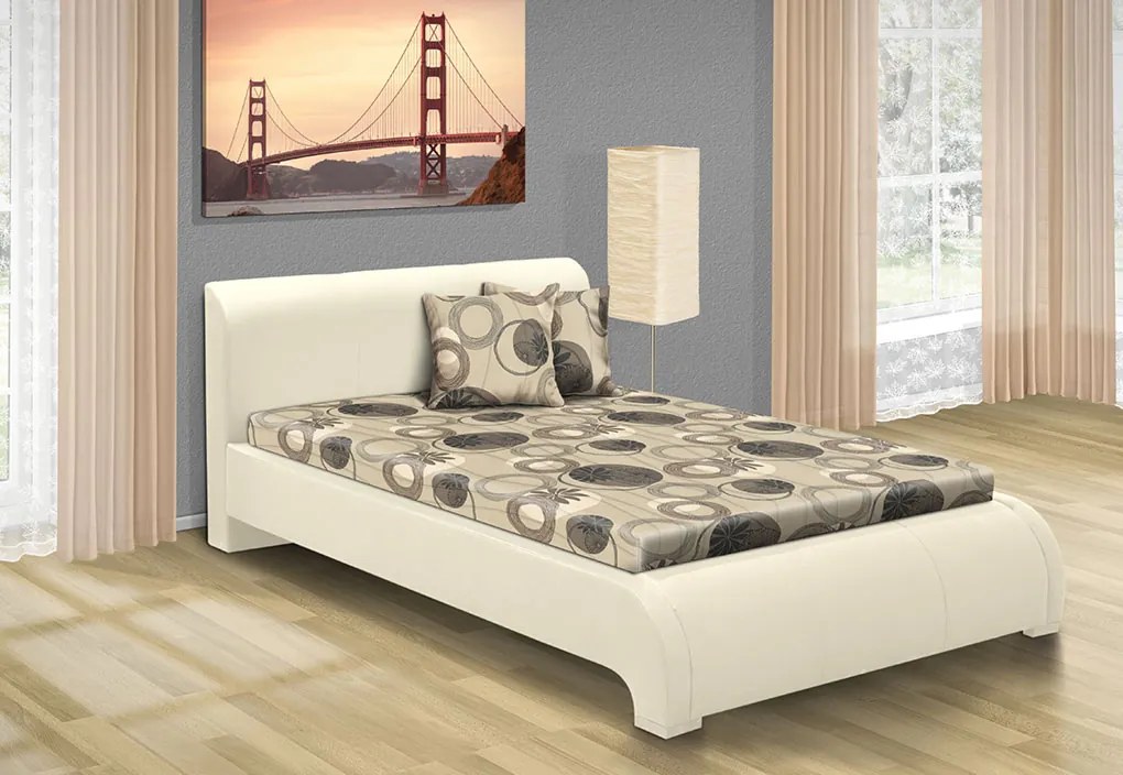 Nabytekmorava Luxusní postel Seina 120x200 cmbez matrace, Barva postele: eko béžová, Úložný prostor: bez úložného prostoru