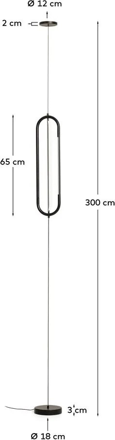 Černá LED stojací lampa (výška 300 cm) Bow – Kave Home
