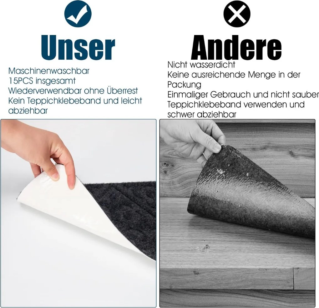 Costway 15 Koberce na schody Protiskluzové koberce na schody 76 cm x 20 cm