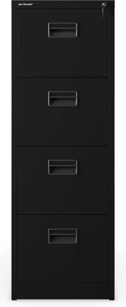 Kovová kartotéková skříň se 4 zásuvkami, černá, 460x1320x620 mm: SARA