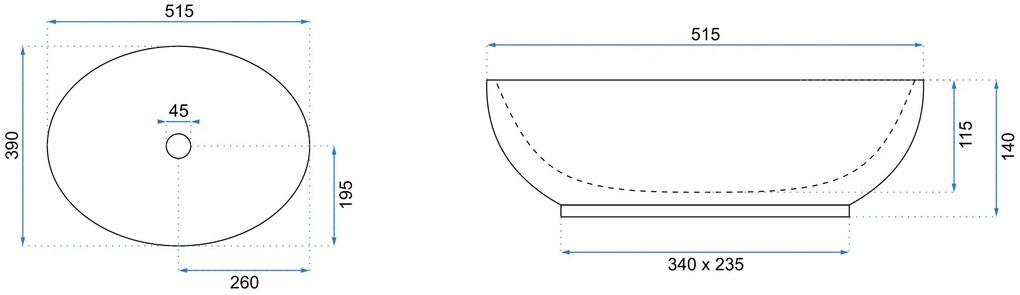 Keramické umyvadlo na desku REA CAROLA SLIM bílé