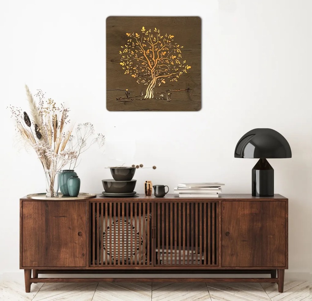 Li-Go "Ořešák" světelný obraz 230V 62x62 cm provedení povrchu: dub světlý