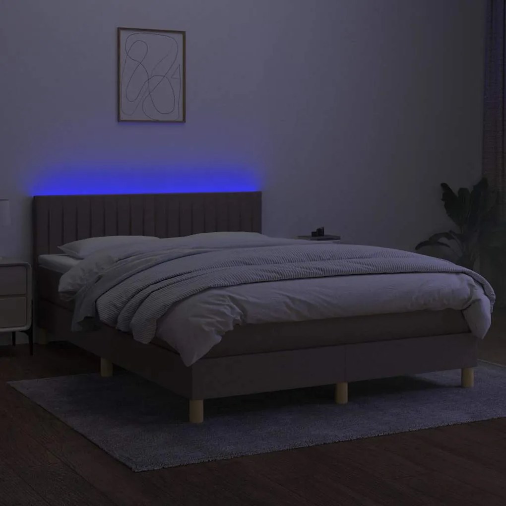 Box spring postel s matrací a LED taupe 140x190 cm textil 3133873