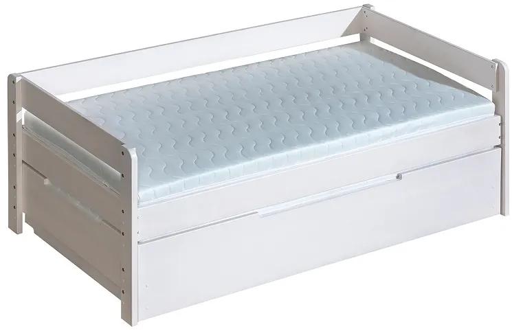 Dětská postel s přistýlkou a úložným prostorem Bambi - masiv Zvolte možnost matrace: S matrací, Barevné provedení: Ořech.