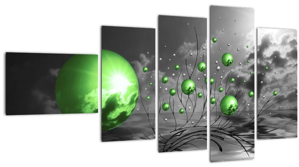 Obraz zelených abstraktních koulí (110x60 cm), 40 dalších rozměrů
