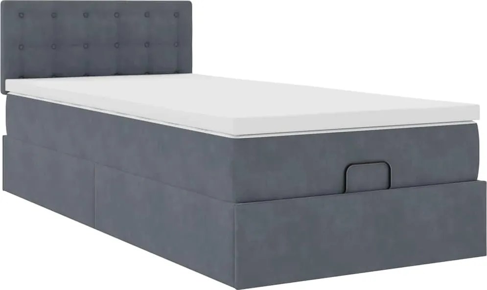 Osmanský rám postele s matrací tmavě šedá 90x200cm samet 3311892