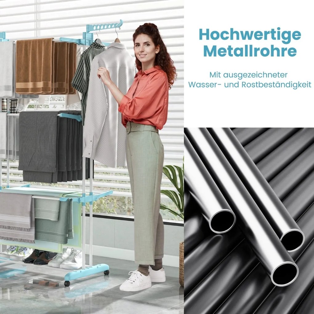 Costway 3 Tier Folding Clothes Airer Modrá + Bílá + – 127 × 63 × 171 cm