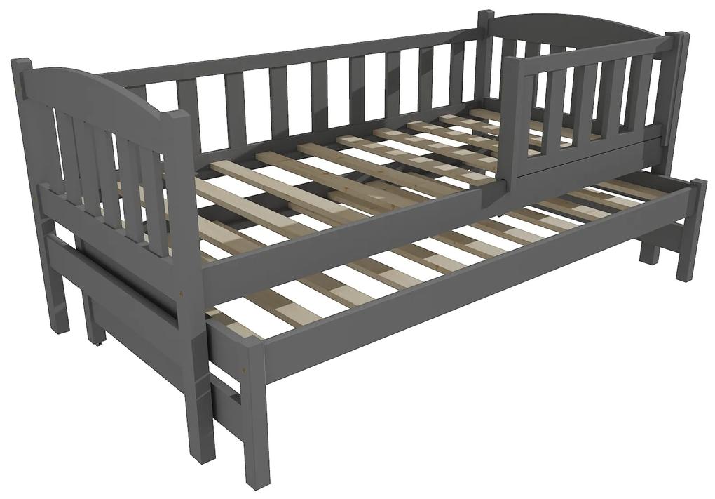 Vomaks Dětská postel s výsuvnou přistýlkou DPV 013 se zábranou Rozměr: 90 x 180 cm, Barva: barva šedá