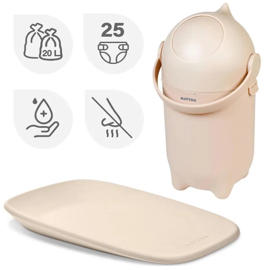 Nattou Koš na pleny Dropy Beige 27 cm 20 litrů