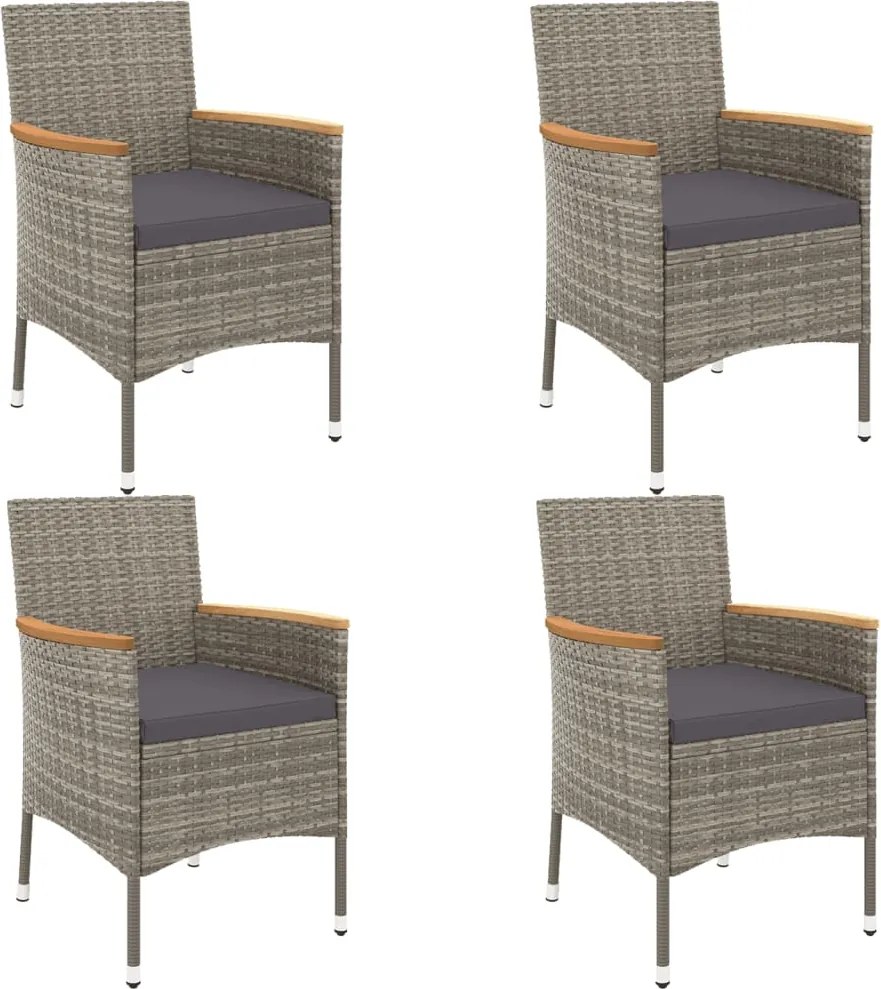 5dílný zahradní bistro set s poduškami šedý polyratan 3187431