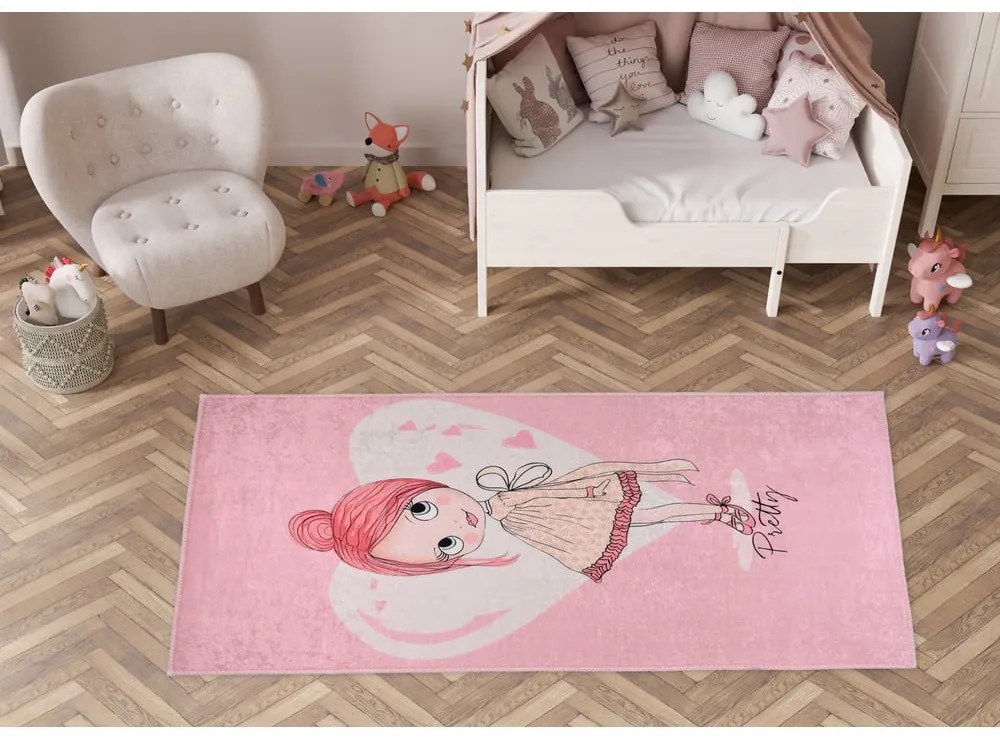 Růžový pratelný dětský koberec 160x230 cm Pretty Girl – Vitaus