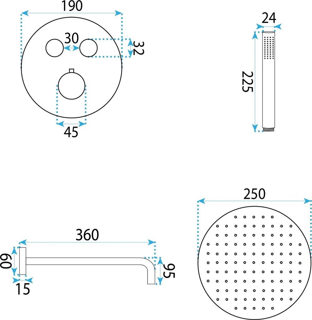 Rea, Podomítková sprchová souprava Rea Lungo Diamond Copper + BOX, REA-P6968