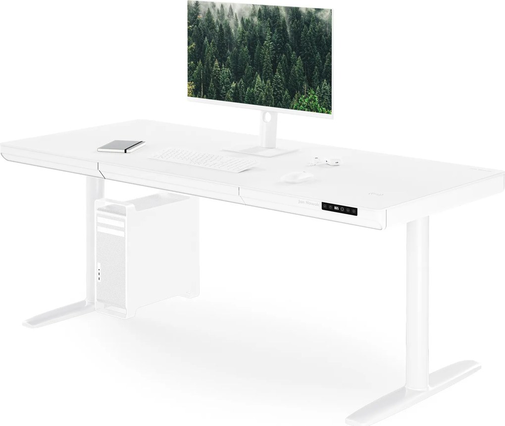 Elektrický psací stůl sit-stand se zásuvkou a bezdrátovou nabíječkou Qi bílý, 1600 mm: ELLIS