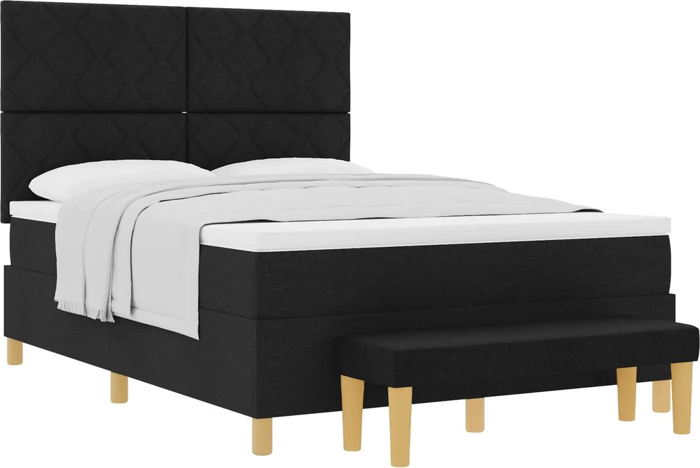Postel s boxspringem s polštářem Černá 190 x 140 cm textil 3344375