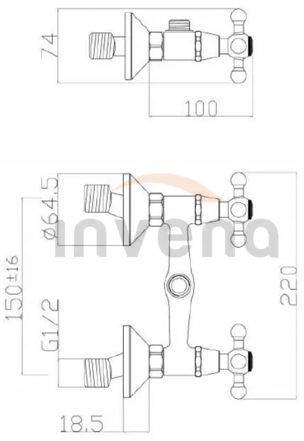 Invena Roma, sprchová baterie s ruční sprchovou sadou, chromová, INV-BN-21-00S-L