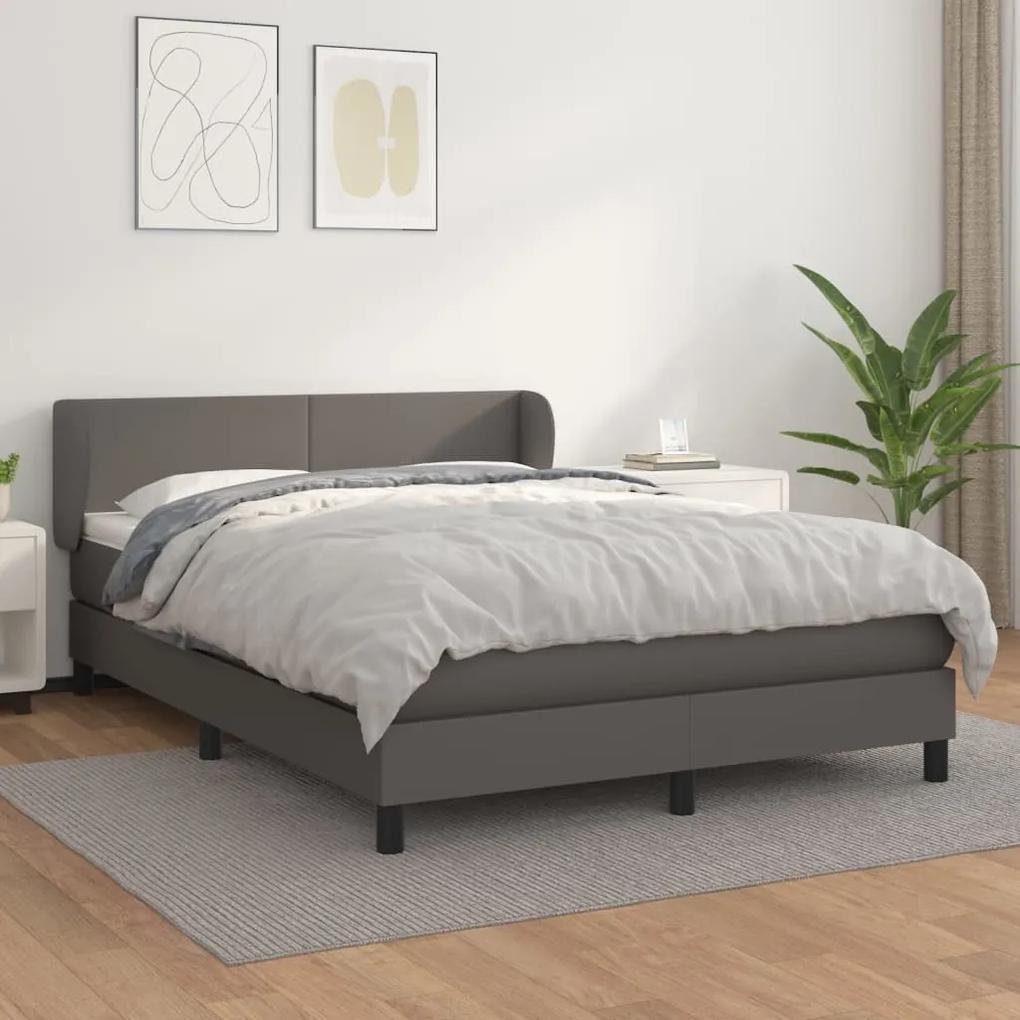 Box spring postel s matrací šedá 140 x 190 cm umělá kůže,  3127191