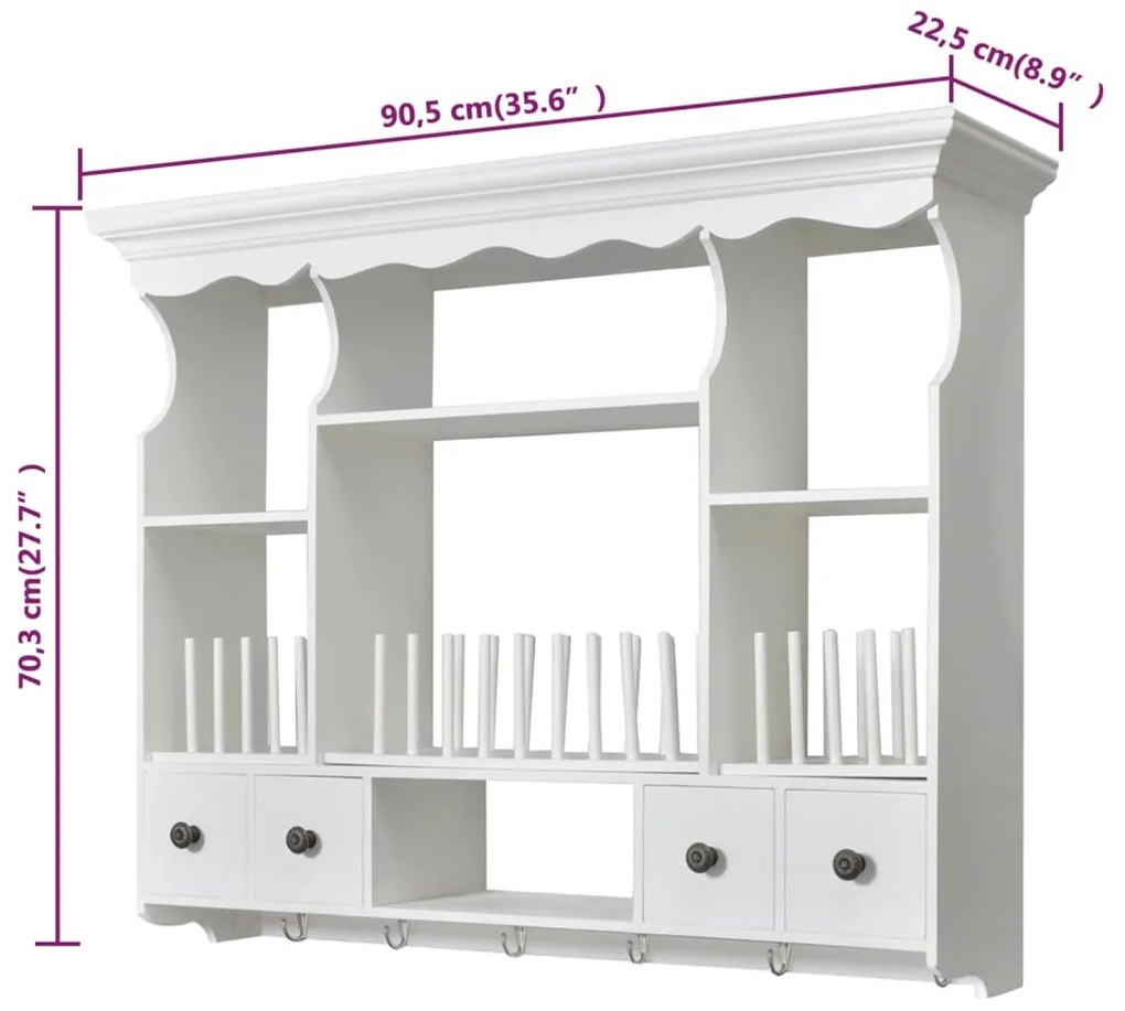 vidaXL Marketos Dřevěná kuchyňská nástěnná skříňka bílá