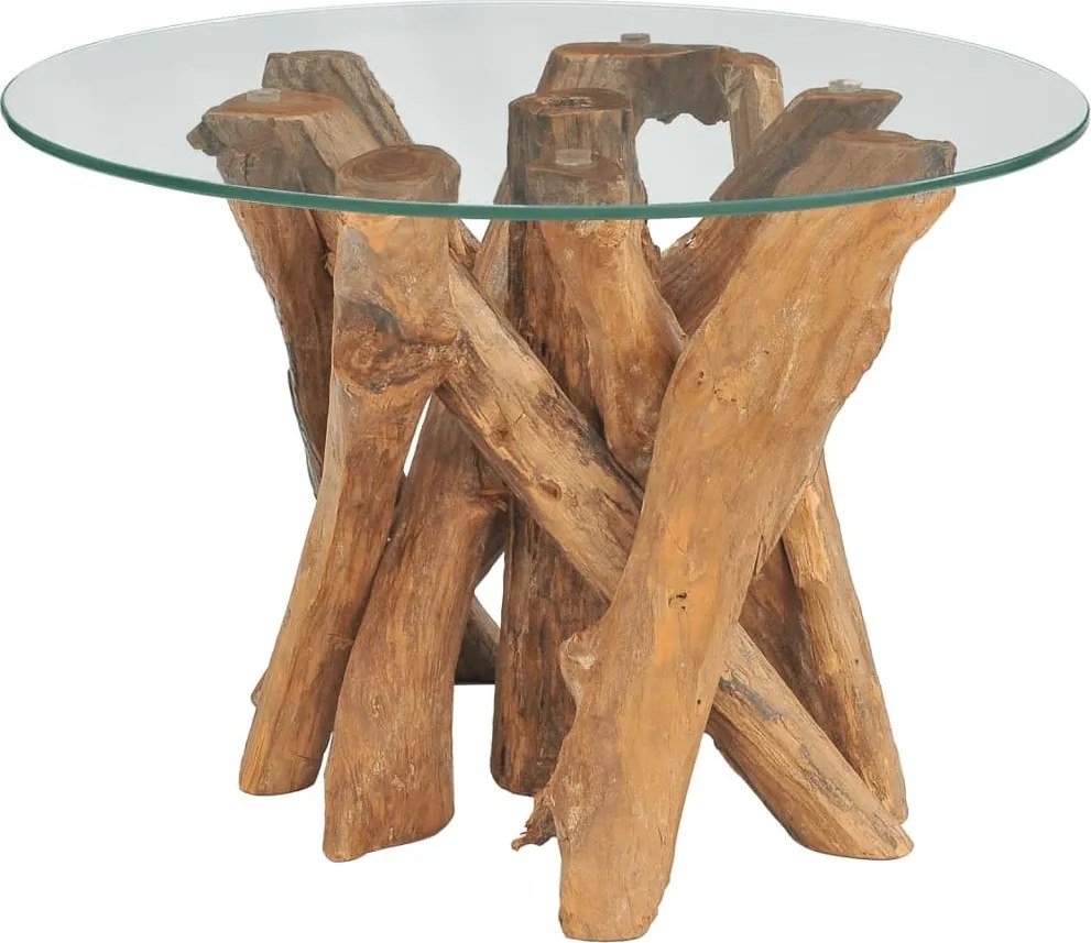 vidaXL Konferenční stolek masivního teak naplavené dřevo 60 cm [243473] Barva: tmavě hnědá