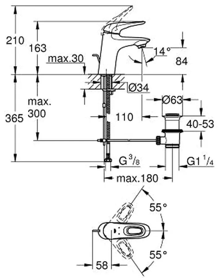 Grohe Eurostyle - Páková umyvadlová baterie, měsíční bílá 33558LS3