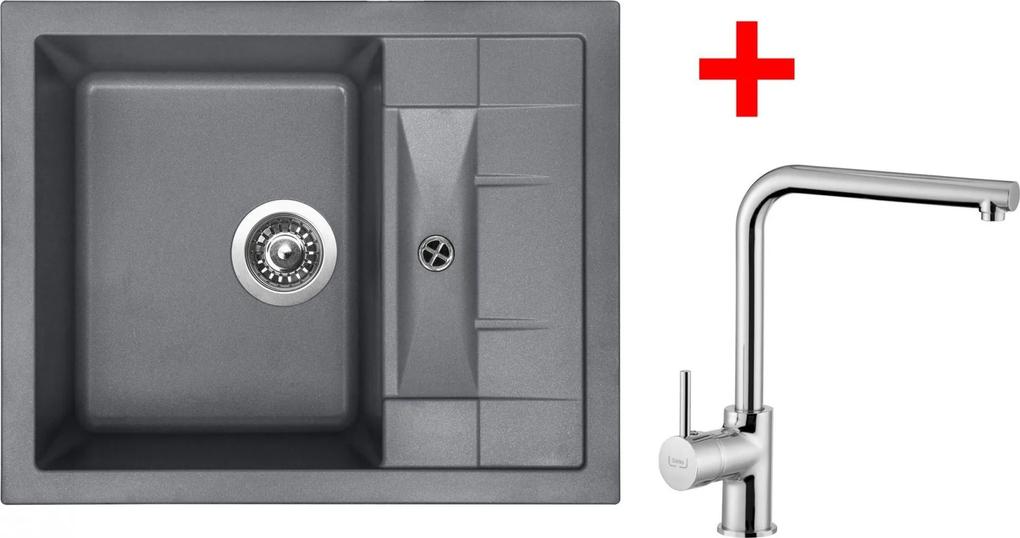 Sinks NB Dřez s odkapem Sinks CRYSTAL 615 Titanium+baterie ELKA - CR61572ELCL