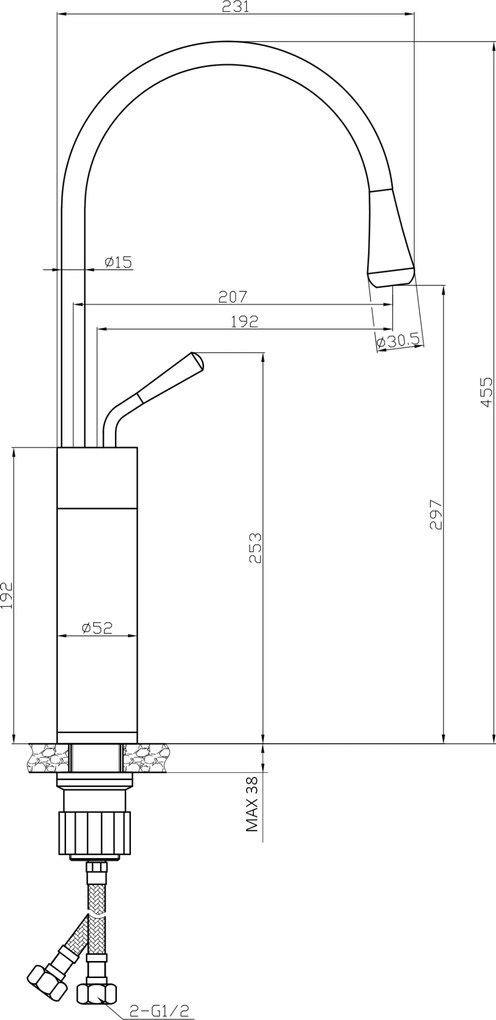 Invena Stone, vysoká umyvadlová baterie h-455, bílá-měděná, INV-BU-33-W18-V