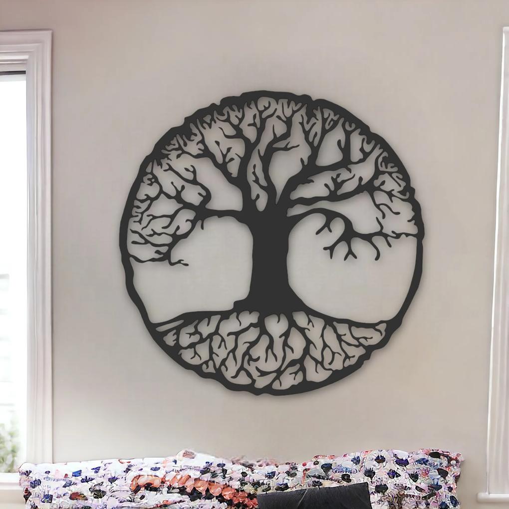 Strom života 8 - kovový obraz na zeď Velikost: 100cm, Barva: Black
