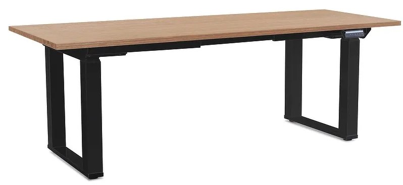 Výškově nastavitelný stůl OfficeTech Strong 200 x 80 cm, černá podnož, dub
