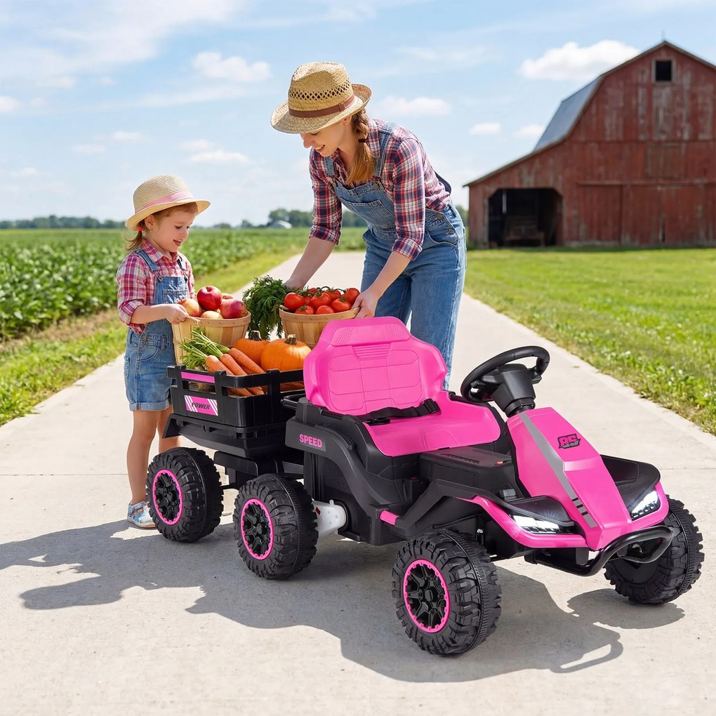 Costway 24 Elektrický traktor V Elektrický traktor pro děti ve věku 3 a starší